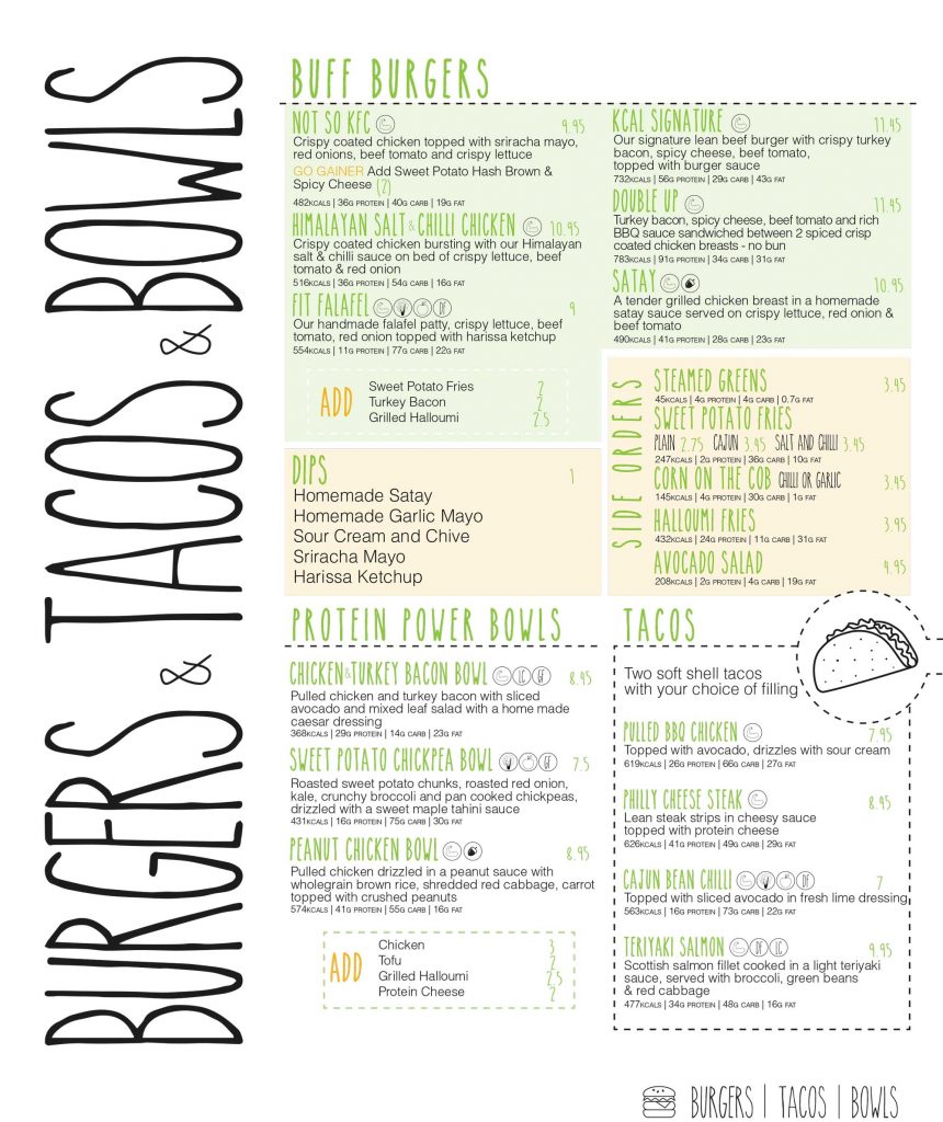 Menus - Kcal Kitchen