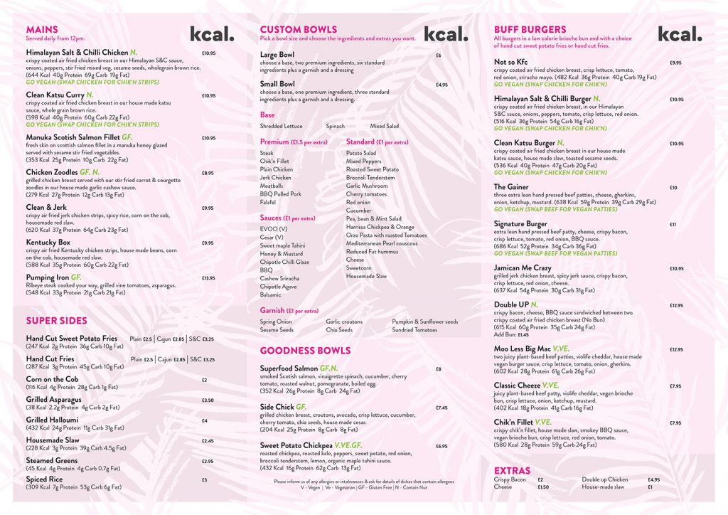 Menus – Kcal Kitchen