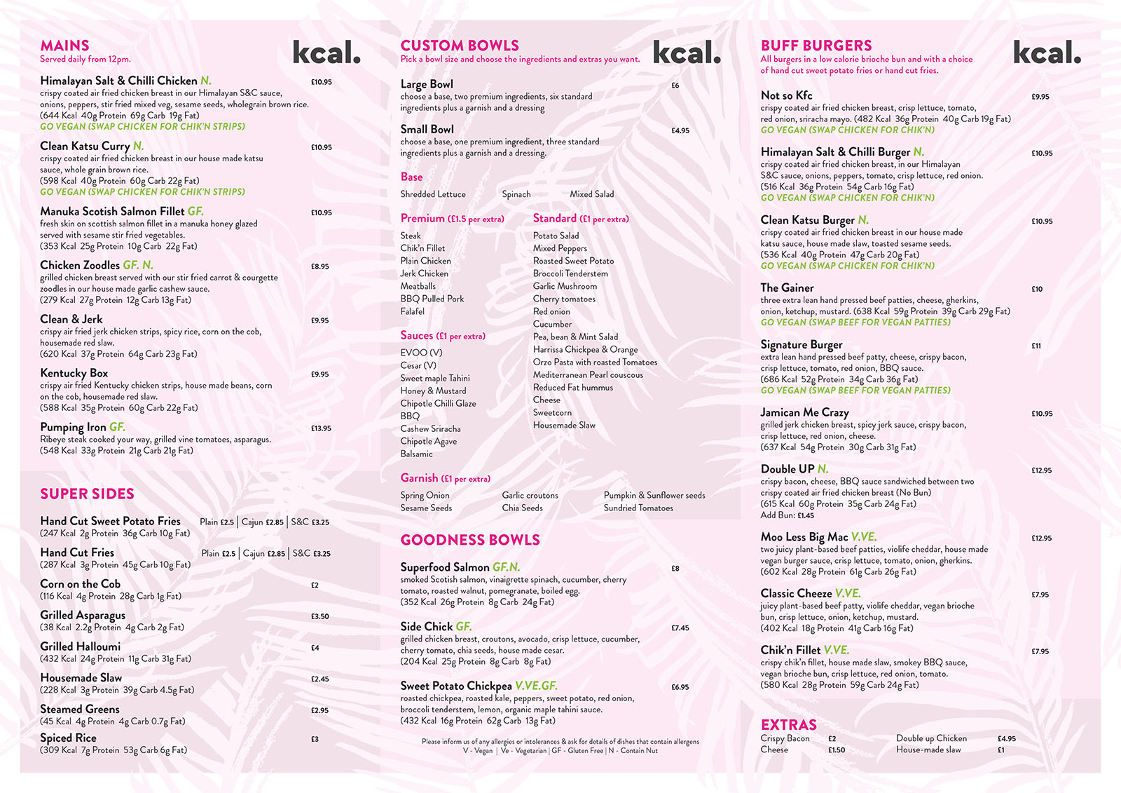 Menus – Kcal Kitchen