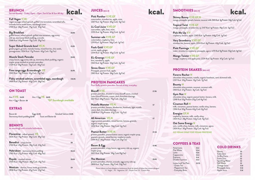 Menus – Kcal Kitchen