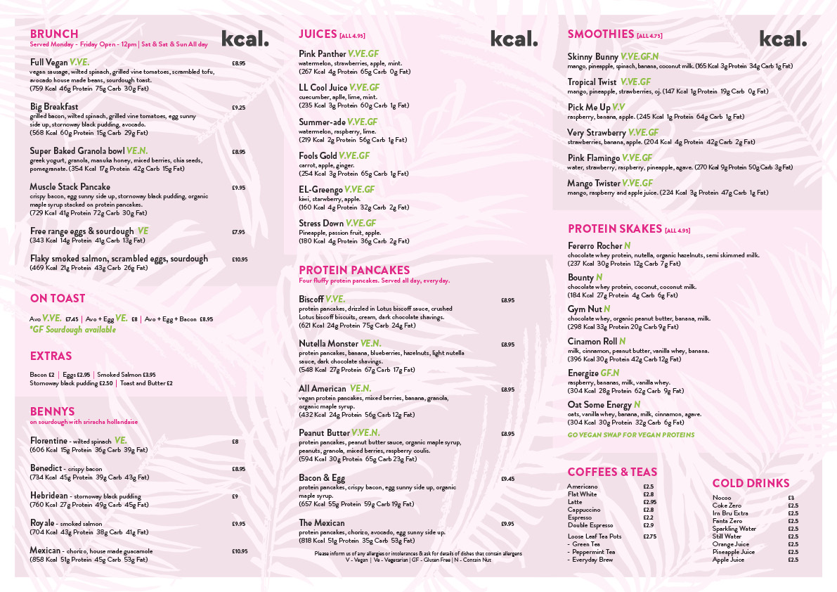 Menus – Kcal Kitchen