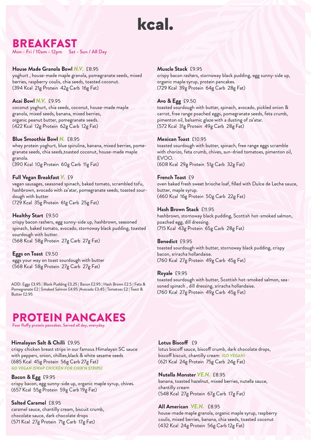 Menus – Kcal Kitchen