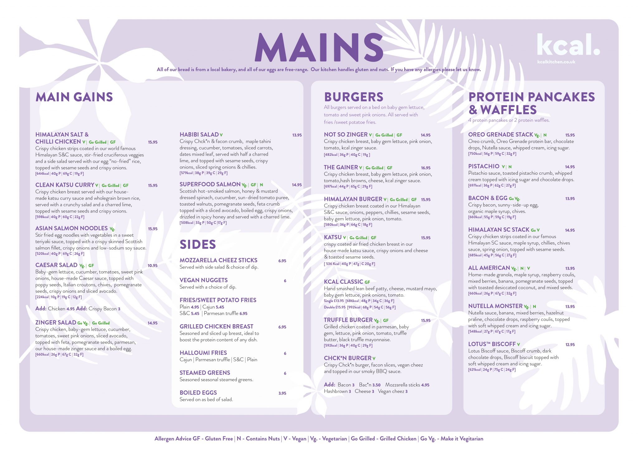 Menus – Kcal Kitchen