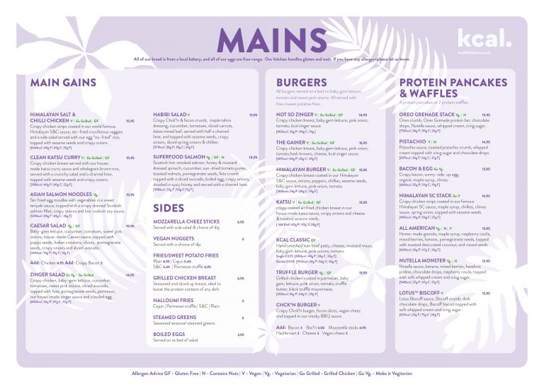 Menus – Kcal Kitchen